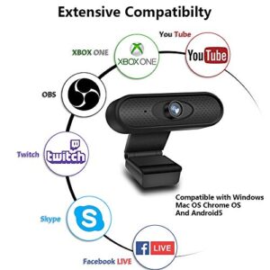 LFS Webcam with Microphone, 1080P HD Streaming USB Computer Webcam 65 inch Long Cable Manual Focus Noise Reduction [Plug and Play] [30fps] for PC Video Conferencing/Calling, Laptop/Desktop Mac