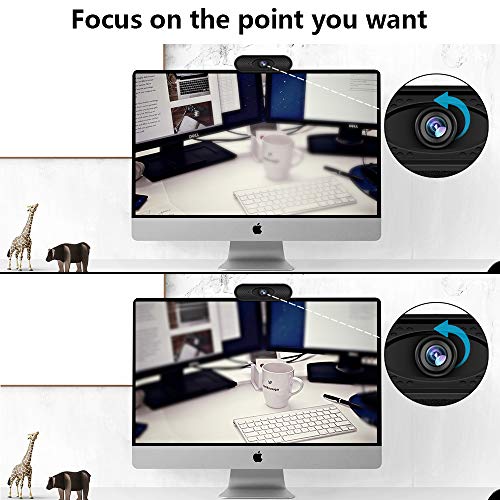 LFS Webcam with Microphone, 1080P HD Streaming USB Computer Webcam 65 inch Long Cable Manual Focus Noise Reduction [Plug and Play] [30fps] for PC Video Conferencing/Calling, Laptop/Desktop Mac