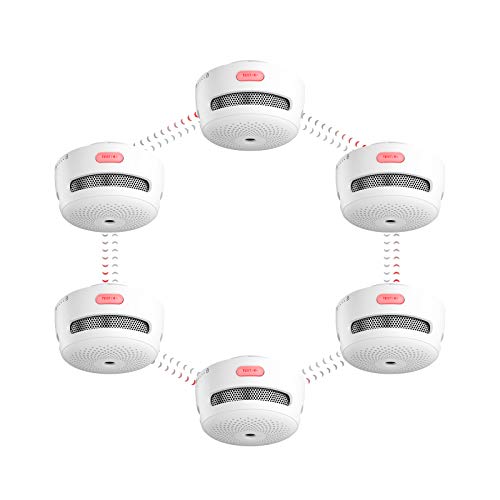 X-Sense Wireless Interconnected Smoke Detector Battery Powered Fire Alarm with Over 820 feet Transmission Range, XS01-WR Link+, 6-Pack