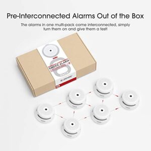 X-Sense Wireless Interconnected Smoke Detector Battery Powered Fire Alarm with Over 820 feet Transmission Range, XS01-WR Link+, 6-Pack