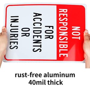 Enjoyist Not Responsible for Accidents or Injuries Sign，Enter at Your Own Risk Sign - 10"x 14" - .040 Aluminum Reflective Sign Rust Free Aluminum-UV Protected and Weatherproof