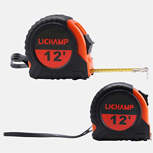 LICHAMP Tape Measure 12 ft, 8 Pack Bulk Easy Read Measuring Tape Retractable with Fractions 1/8, Measurement Tape 12-Foot by 1/2-Inch