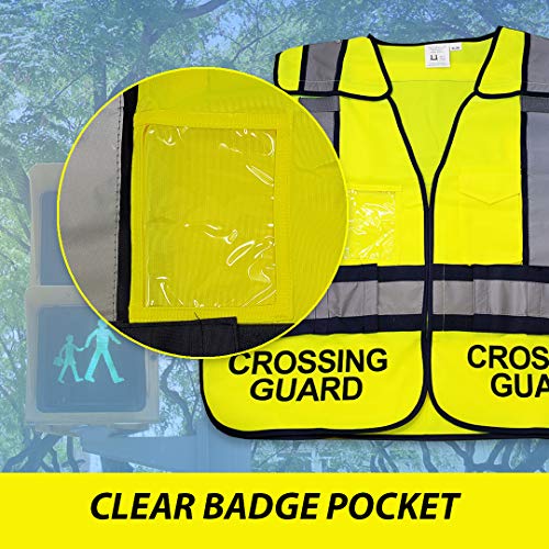 VIEWBRITE Reflective (Class 2) Crossing Guard Vest Lime Green - School Crossing Guard Vest with 5 Point Breakaway High Visibility Yellow/Green Neon