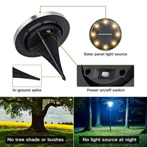 Joomer Solar Ground Lights, 12 Pack 8 LED Solar Pathway Lights Waterproof In-Ground Outdoor Landscape Lighting Solar Disk Lights for Patio Pathway Lawn Yard Driveway Walkway (Warm White)