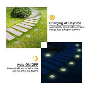 Joomer Solar Ground Lights, 12 Pack 8 LED Solar Pathway Lights Waterproof In-Ground Outdoor Landscape Lighting Solar Disk Lights for Patio Pathway Lawn Yard Driveway Walkway (Warm White)