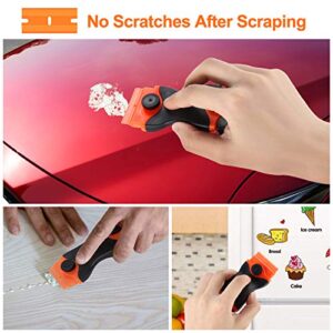 2PACK Razor Blade Scraper, 2-in-1 Scraper Tool with 12Pcs Plastic Blades and 7Pcs Metal Blades, Multi-Purpose Cleaning Razor Scraper for Decals, Stickers, Labels, Caulk, Adhesive, Paint Removal