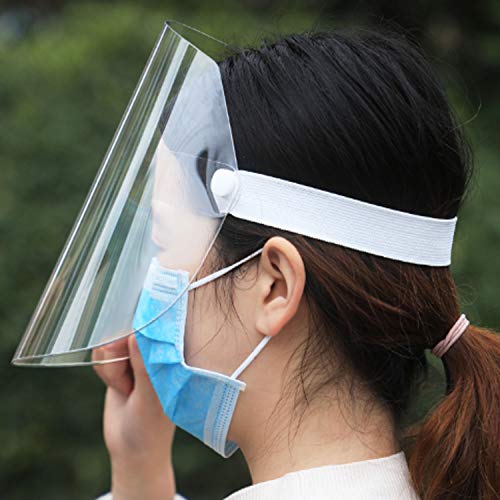 2 Pack All-Round Protection Cap with Clear Wide Visor Spitting Lightweight Transparent Shield with Adjustable Elastic Band