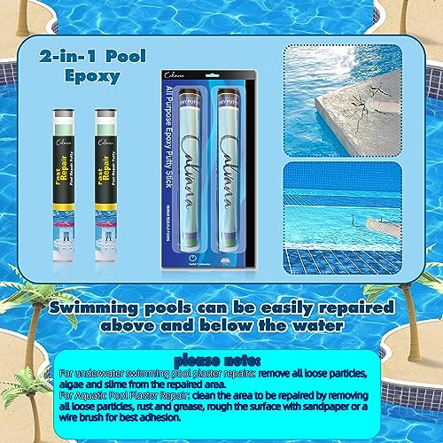 Calvana (2-Pack) 4-oz All Purpose Epoxy Putty Stick | Pool Patch, Pool Bounding Kit – A Quick and Permanent Repair Solution for Pool Light, Pool Tile, Skimmer, and Plumbing leaks – Work Like Magic