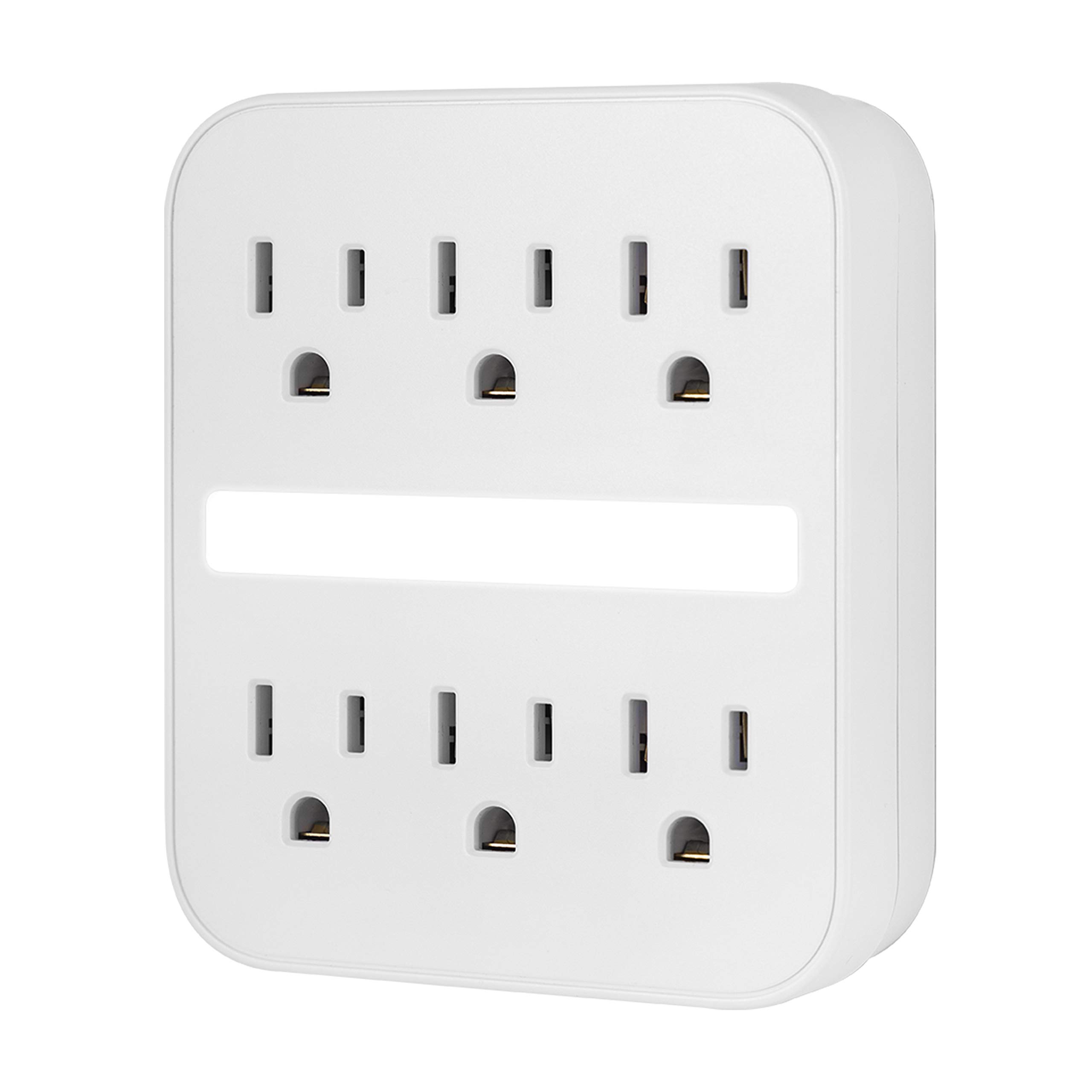 Philips 6-Outlet Extender Surge Protector, 3-Prong, Wall Adapter Plug, Space Saving Design, 1020J, UL Listed, White, SPS1006WA/37