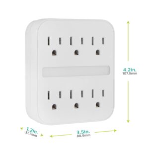 Philips 6-Outlet Extender Surge Protector, 3-Prong, Wall Adapter Plug, Space Saving Design, 1020J, UL Listed, White, SPS1006WA/37