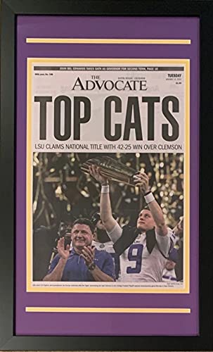 LSU Tigers 2019 Football National Champions New Orleans Advocate Top Cats Framed Newspaper Original Front Page With Joe Burrow 2