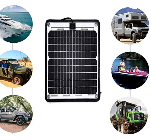 SolarEnz Trolling Motor Battery Charger 10W 24VBattery Charger Trickle Solar Charger, Travel Trailer, Boats、RV & Marine Solar Panel, Monitoring Buoys Self Regulating-No Experience Plug & Play Design