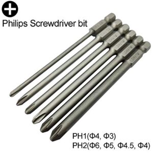 YDLQWCZ Long Slotted Head and Cross Phillips Screwdriver Bit Sets with 1/4 Inch Hex Shank 4 inch Lenght 4pcs Slotted Head and 6pcs Philips Cross Head Screw Driver Bits (10Pcs Slotted + Cross 100mm)