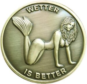 mermaid collection souvenir coin, wetter is better,good luck heads tails challenge coin (bronze)