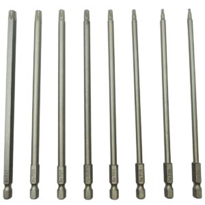 ydlqwcz long torx security screwdriver bit sets 6 inch length t8 t10 t15 t20 t25 t27 t30 t40 s2 steel torx security head drill screw driver drill set (8pcs torx head (150mm)