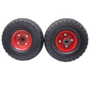 4.10/3.50-4" Flat Free Hand Truck Tire on Wheel for Dolly Hand Cart 2 New 10" Replacement Tire with 5/8" Center Shaft Hole