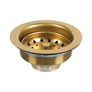 lqs kitchen sink drain assembly, sink drain basket strainer 304 stainless steel with removable sink strainer basket and stopper 3-1/2-inches gold