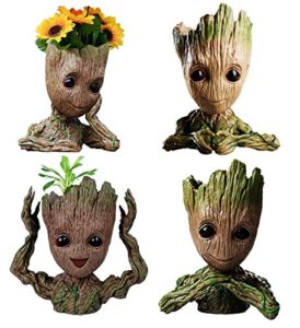 4 styles flowerpot baby groot flower pot succulent planter pot pencil holder office party ornament christmas birthday gift (4 styles)