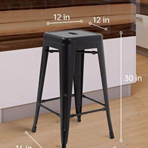 FDW Metal Bar Stools Set of 4 Counter Height Barstool Stackable Barstools 24 Inch 30 Inch Indoor Outdoor Patio Bar Stool Home Kitchen Dining Stool Backless Bar Chair (Black, 30")