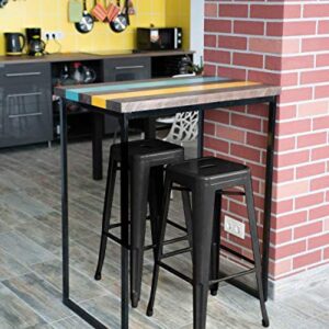 FDW Metal Bar Stools Set of 4 Counter Height Barstool Stackable Barstools 24 Inch 30 Inch Indoor Outdoor Patio Bar Stool Home Kitchen Dining Stool Backless Bar Chair (Black, 30")