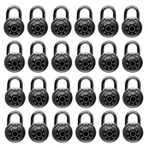 fu volante locker lock, standard dial combination lock, 2 in. body, each lock with different code, keyless padlock, great for school, employee, gym&sports locker, case, toolbox, fence-pack of 24