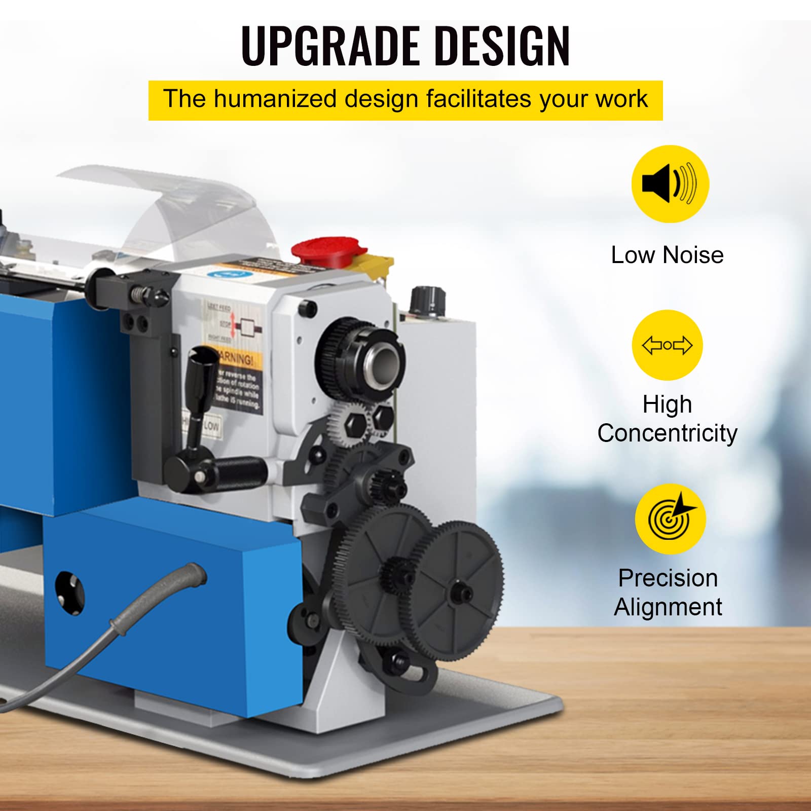 VEVOR Metal Lathe 7"x12",Precision Bench Top Mini Metal Lathe 550W, Metal Lathe Variable Speed 50-2500 RPM Nylon Gear With A Movable Lamp for Precision Parts Processing