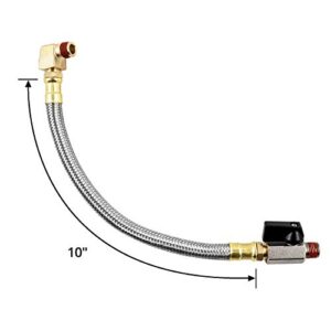 QWORK Extended Tank Drain Valve Assembly Kit for Air Compressor, Including 10 Inches Air Compressor Tank Drain Hose 1/4 inch NPT, 1/4" to 3/8" Brass Adapter and Thread Seal Tape