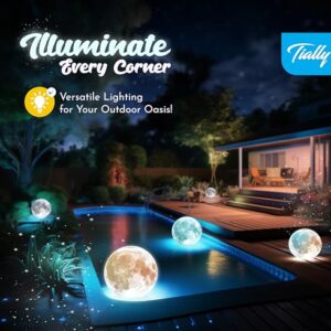 TIALLY Full Moon Floating Pool Lights – 14” Solar Pool Lights That Float, Led Pool Light Glow Ball - Pool Accessories and Gifts for Pool Owners - Set of 2 Led Balls