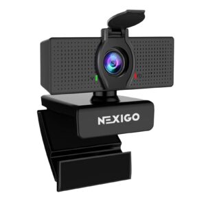 nexigo n60 1080p webcam with microphone, adjustable fov, zoom, software control & privacy cover, usb hd computer web camera, plug and play, for zoom/skype/teams, conferencing and video calling