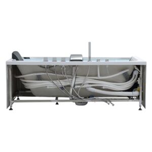 Empava 59 in. Acrylic Alcove Whirlpool Bathtub - Hydromassage Rectangular Jetted Soaking Tub with Center Drain - Waterfall Faucet