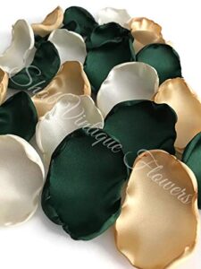 emerald gold ivory 100 flower petals wedding decor bridal shower decor baby shower decor flower girl petals