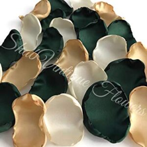 Emerald gold ivory 100 flower petals wedding decor bridal shower decor baby shower decor flower girl petals