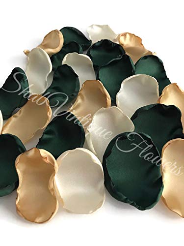 Emerald gold ivory 100 flower petals wedding decor bridal shower decor baby shower decor flower girl petals