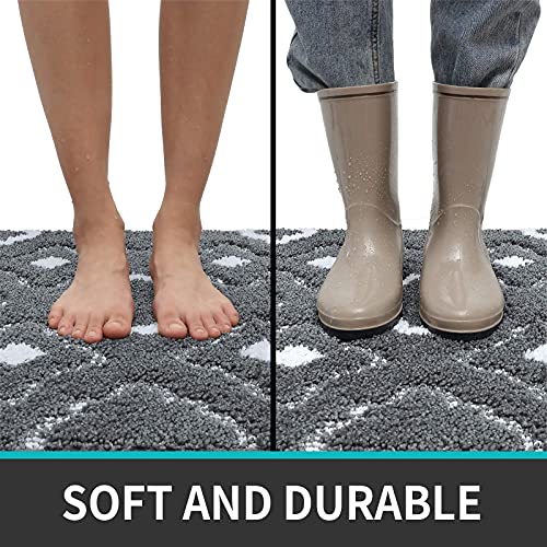 DEXI Door Mats Indoor, Durable Absorbent Non Slip Front Door Rugs for Inside House, Low Profile Easy Clean Entrance Mat, 36"x24", Grey