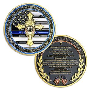 atsknsk police officers law enforcement challenge coin thin blue line police prayer coin