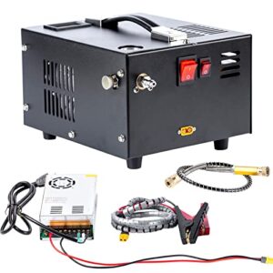 portable pcp air compressor 4500psi 300bar 12v dc or 110v ac with power supply,oil&water free,high pressure pcp compressor pump for air gun and paintball/scuba tank