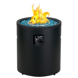 bali outdoors gas fire pit propane fire column, 23 inch cylinder firepit, 50,000btu round fire pits, patio fire place w/ 22lb blue fire glass, black