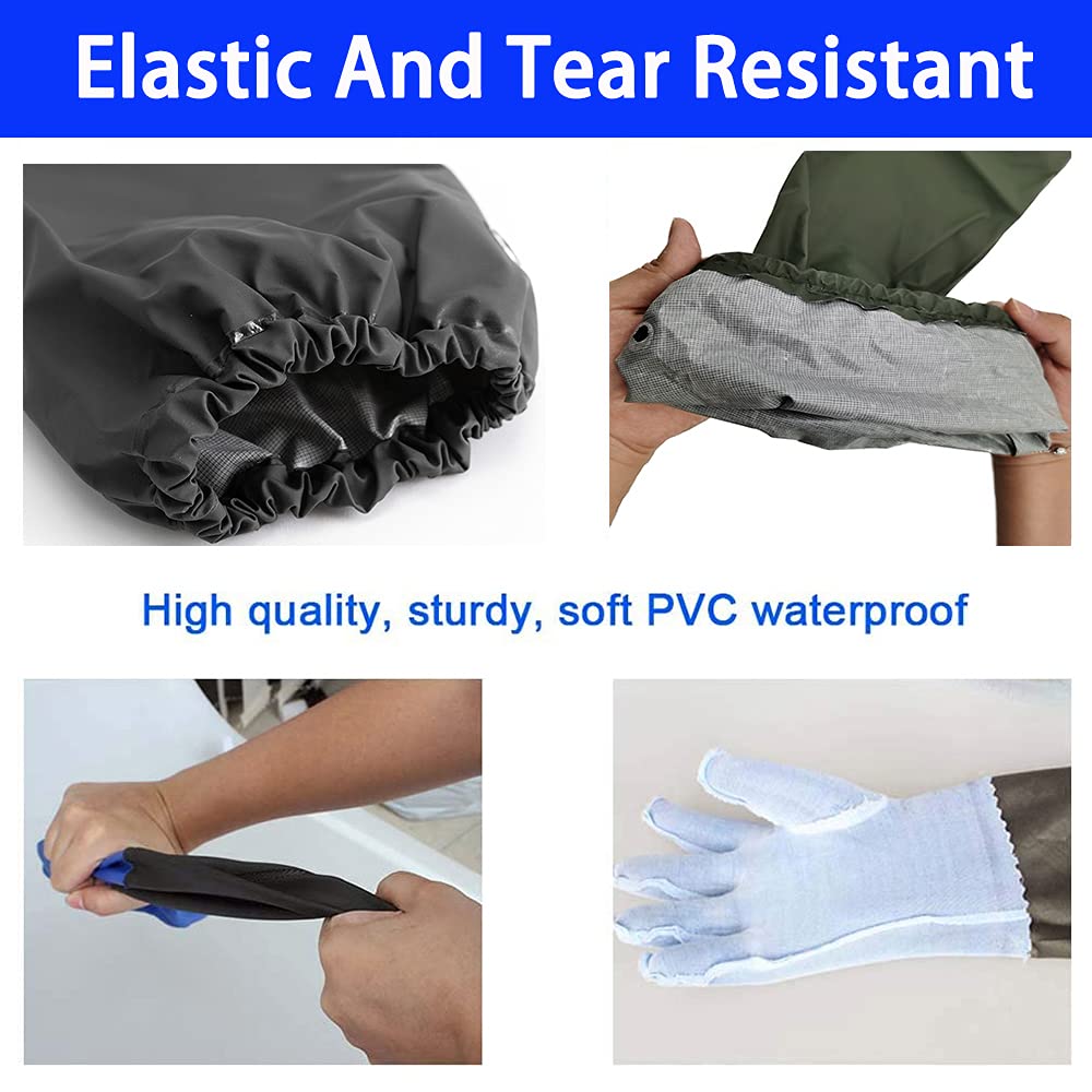 Long Waterproof Rubber Gloves, Pond Gloves, 28” Shoulder Length Insulated PVC Coated Chemical Resistant Gloves Reusable, Resist Acid, Alkali & Oil, Machinery, Industry, Fishery, Aquarium Gloves