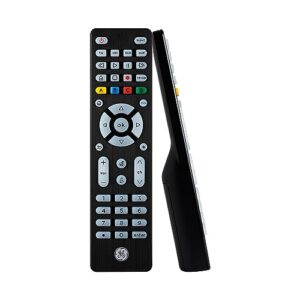 ge backlit universal remote control for samsung, vizio, lg, sony, sharp, roku, apple tv, rca, panasonic, smart tv, streaming players, blu-ray, dvd, simple setup, 4-device, black, 48843 brushed black