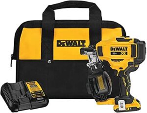 dewalt dcn45rnd1 20v 15 degrees lithium-ion cordless coil roofing nailer kit