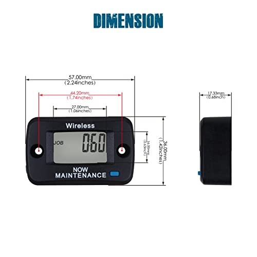 Runleader Digital Vibration Activated Hour Meter Gauge,Maintenance Reminders,Suitable for Any Gas or Diesel Engines,Works on Lawn Mower Generator Compressor High Pressure Washer