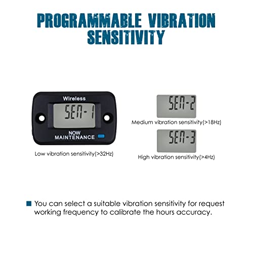 Runleader Digital Vibration Activated Hour Meter Gauge,Maintenance Reminders,Suitable for Any Gas or Diesel Engines,Works on Lawn Mower Generator Compressor High Pressure Washer