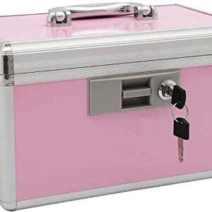 xydstay Medicine Lock Box,First Aid Safe Medication Storage Box,Layered Aluminum Daily Medicine Cabinet Family Use,12.2" x 7.9" x 7.5", Pink