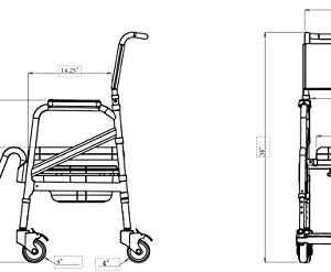 Durable Aluminum Lightweight Folding Shower Chair - Bathroom Wheelchairs Combo with Flip-Up Removable Footrests - Shower Wheelchair for Elderly and Disabled, Shower Chairs for Seniors - Shower Buddy