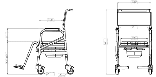 Durable Aluminum Lightweight Folding Shower Chair - Bathroom Wheelchairs Combo with Flip-Up Removable Footrests - Shower Wheelchair for Elderly and Disabled, Shower Chairs for Seniors - Shower Buddy