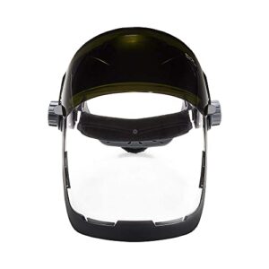 Jackson Safety QUAD500 Face Shield with Shade 5 IR Welding Visor, Ratcheting, Clear Tint, Anti-Fog Coating, Black, 14230