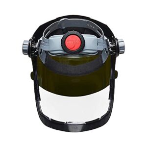 Jackson Safety QUAD500 Face Shield with Shade 5 IR Welding Visor, Ratcheting, Clear Tint, Anti-Fog Coating, Black, 14230