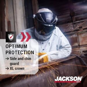 Jackson Safety QUAD500 Face Shield with Shade 5 IR Welding Visor, Ratcheting, Clear Tint, Anti-Fog Coating, Black, 14230