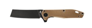 gerber gear fastball cleaver - folding knife with lock release for edc gear - coyote brown