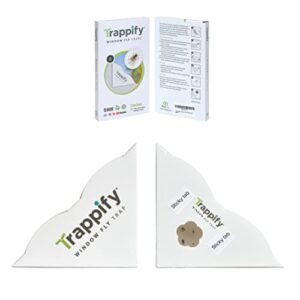 Trappify Fly Traps Indoor for Home - Window Fly Traps - House Window Fruit Fly Traps for Indoors, Gnat - Disposable Indoor Fly Trap with Extra Sticky Adhesive Strips - Inside Bug Catchers (4)